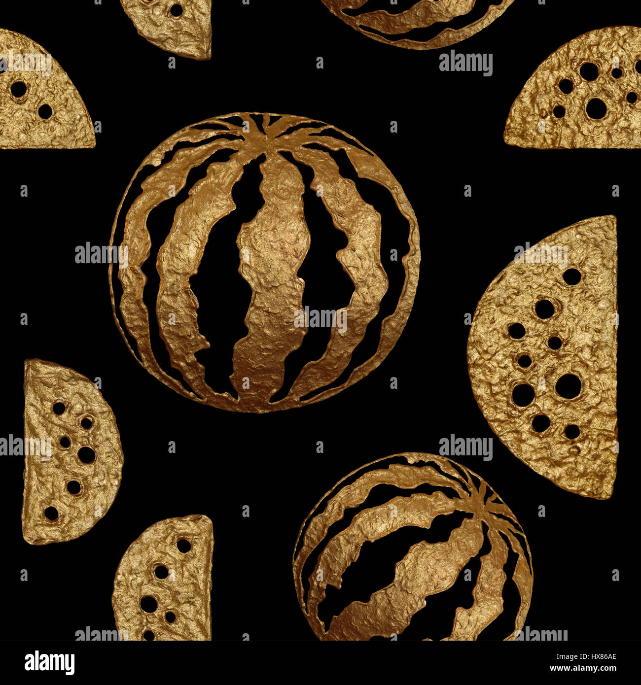 Gold hand painted watermelon seamless pattern Stock Photo - Alamy