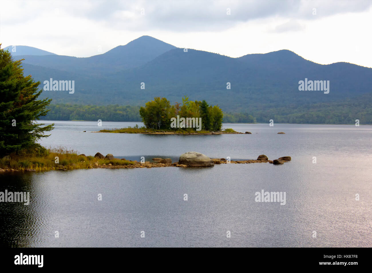 Island in Chittenden Reservoir in Vermont Stock Photo - Alamy