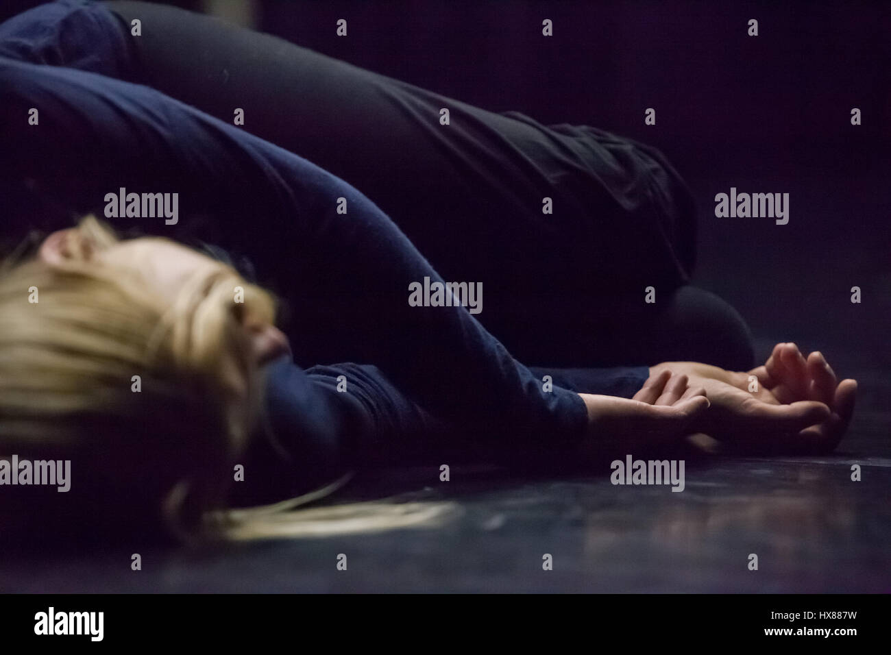 dancer head and hand on the background of foor with reflex Stock Photo ...