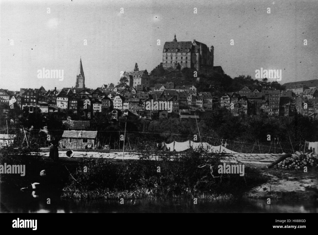 The view of Marburg from the east, captured around 1870, offers a ...
