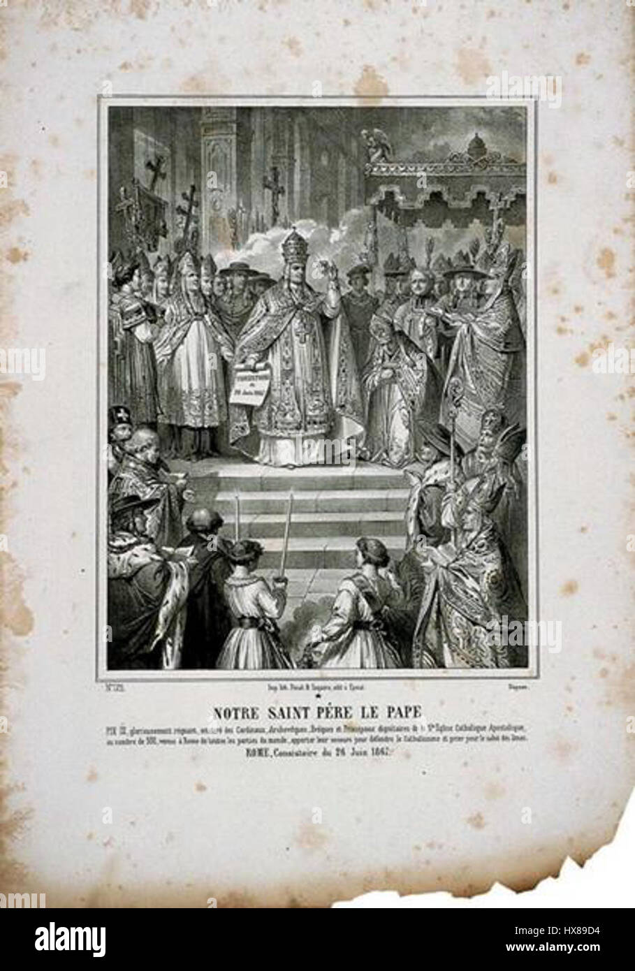 'Notre Saint Père le Pape' is a French title meaning 'Our Holy Father ...