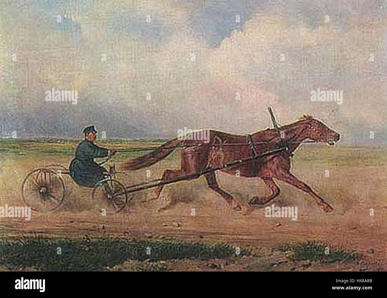 The painting 'Orlov Trotter Krasa in racing droshky' by Sverchkov ...