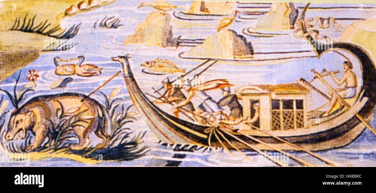 The Praeneste Nile Mosaic is an ancient Roman artwork depicting the ...