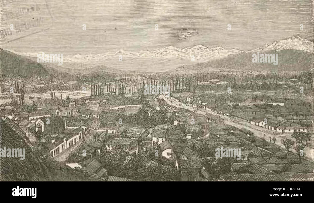 This 1872 depiction of Santiago, Chile, captures the urban landscape ...