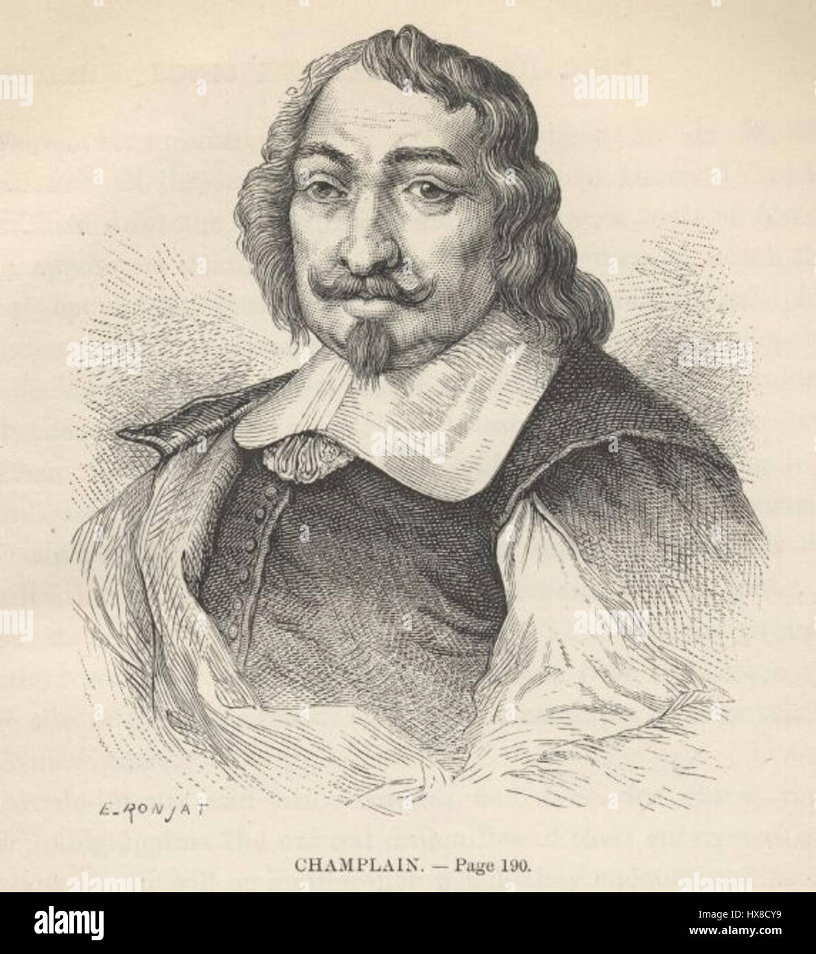 A portrait of Samuel de Champlain, the French explorer, painted by ...