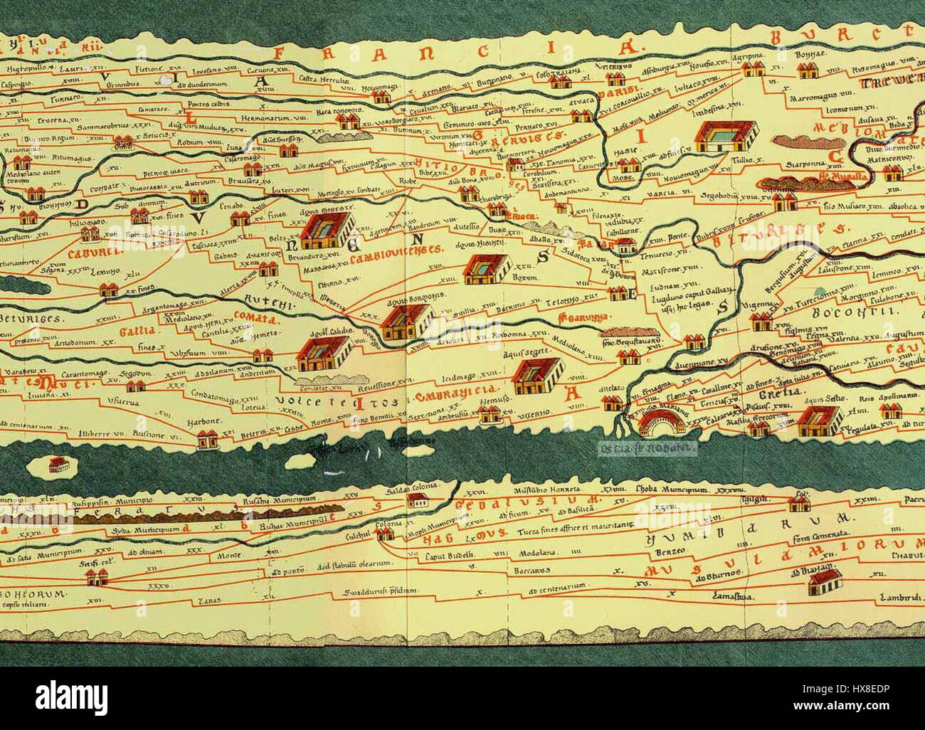The Tabula Peutingeriana is an ancient Roman map that includes a ...