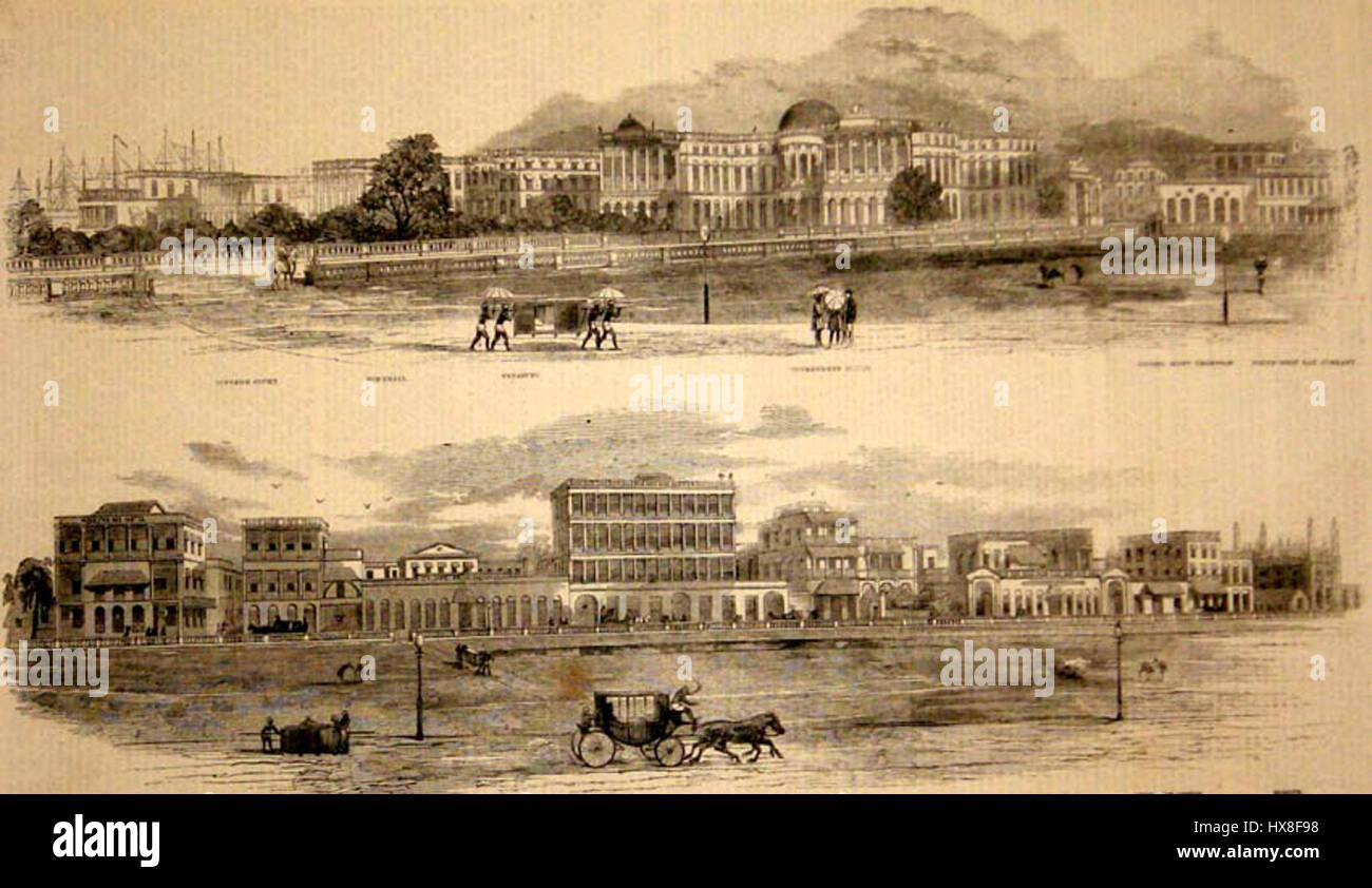 This painting depicts a panoramic view of the Esplanade in Calcutta ...