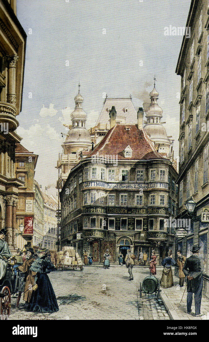 This image by Franz Poledne shows a view of Wien Lugeck and ...