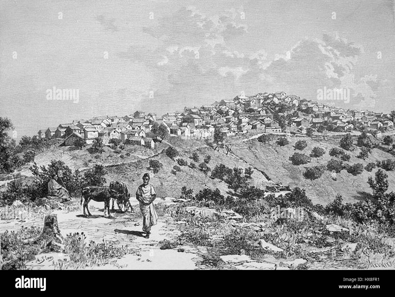 The 'Village Kabyle' represents a scene from Kabyle culture, likely ...