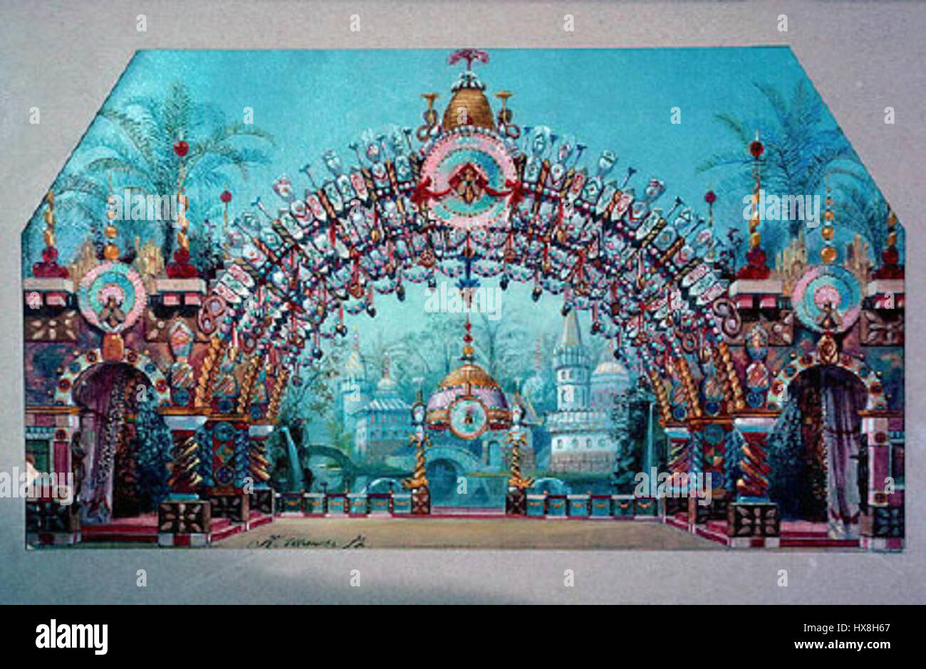 Set designs for 'The Nutcracker,' a famous ballet composed by Pyotr ...