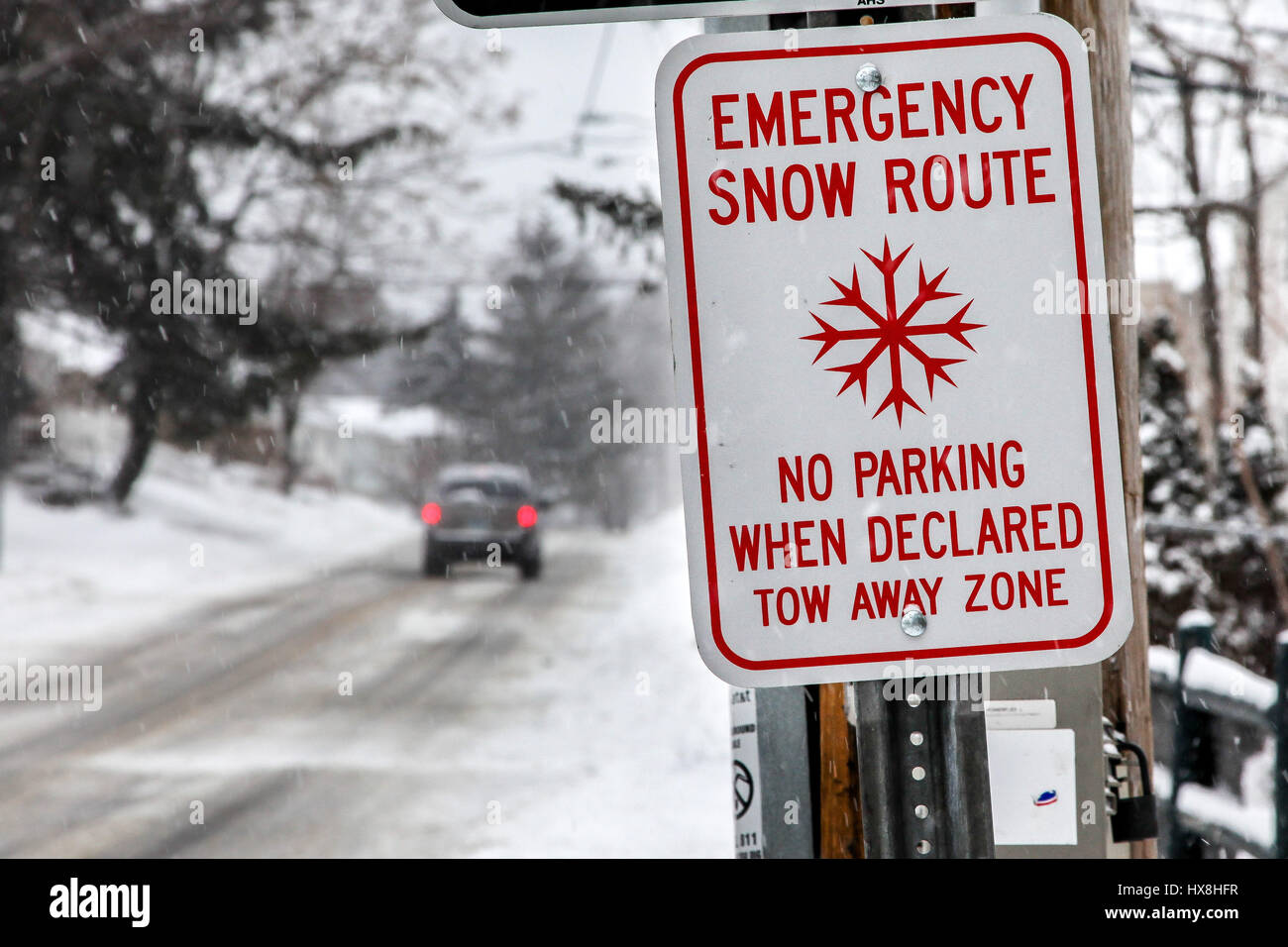 Norwalk, Connecticut, USA, January 27: Car on North Taylor Ave with ...