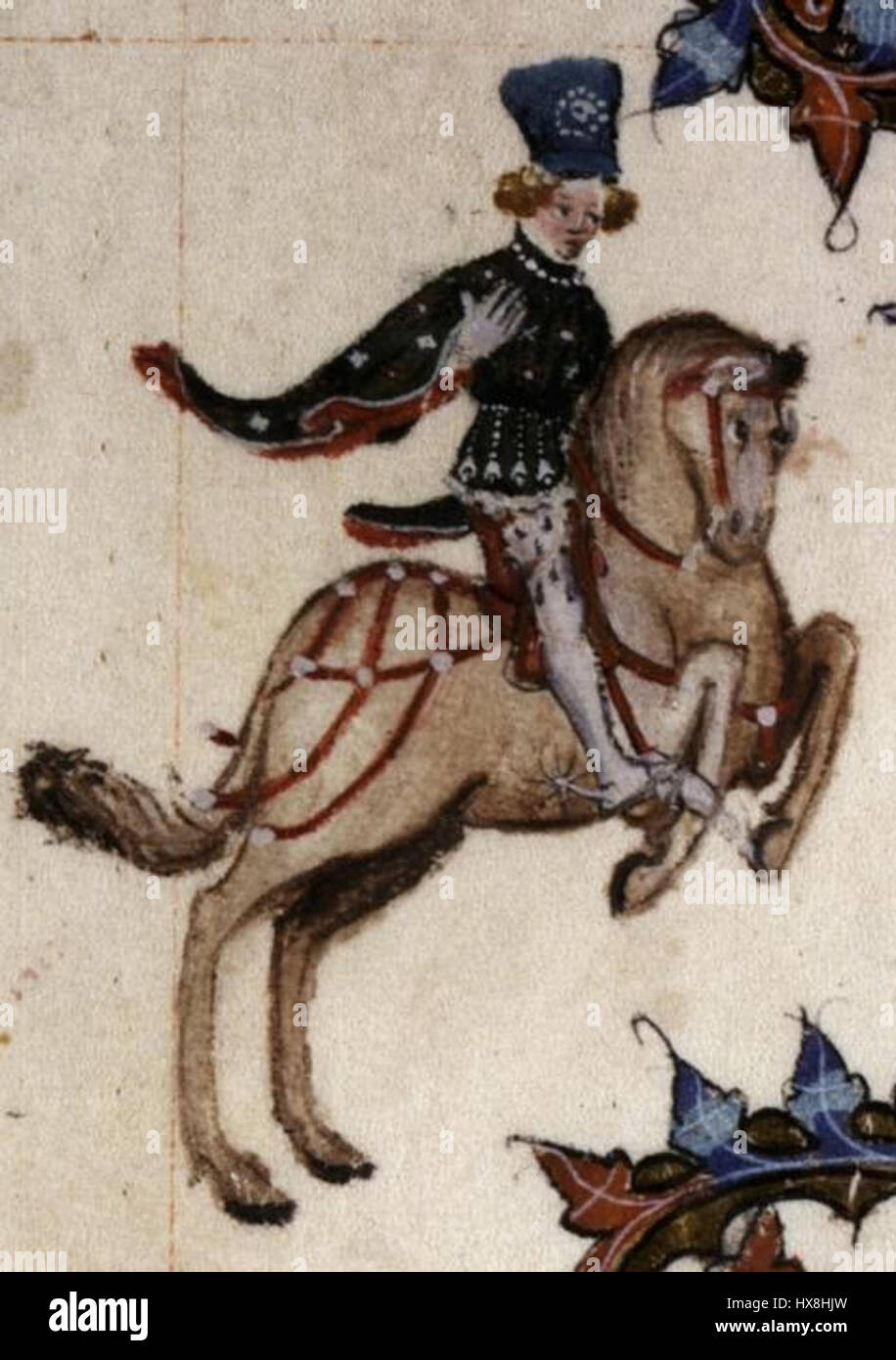 'The Squire' from the Ellesmere Chaucer manuscript depicts the ...