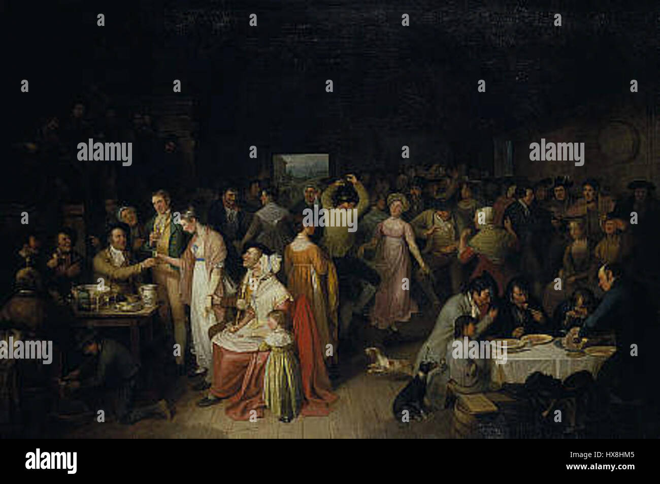 The painting 'Penny Wedding' by Alexander Carse depicts a traditional ...