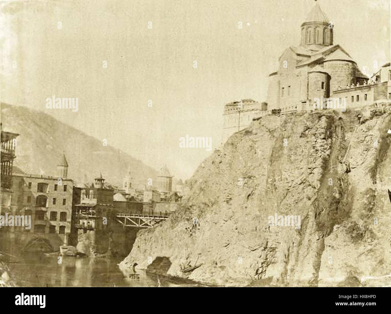 The painting 'Metekhski Prison from Avlabar Bridge (A)' captures a view ...