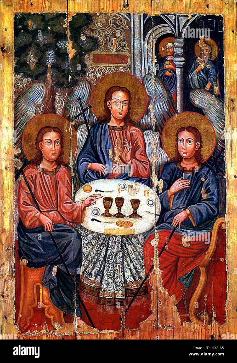 This 18th-century Russian Orthodox icon depicts the Holy Trinity ...
