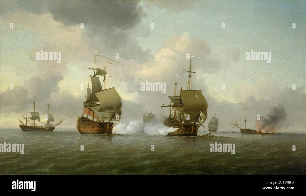 This historical painting depicts the capture of the British ship ...
