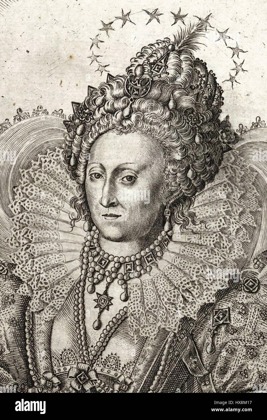 This is a cropped version of a well-known engraving of Queen Elizabeth ...