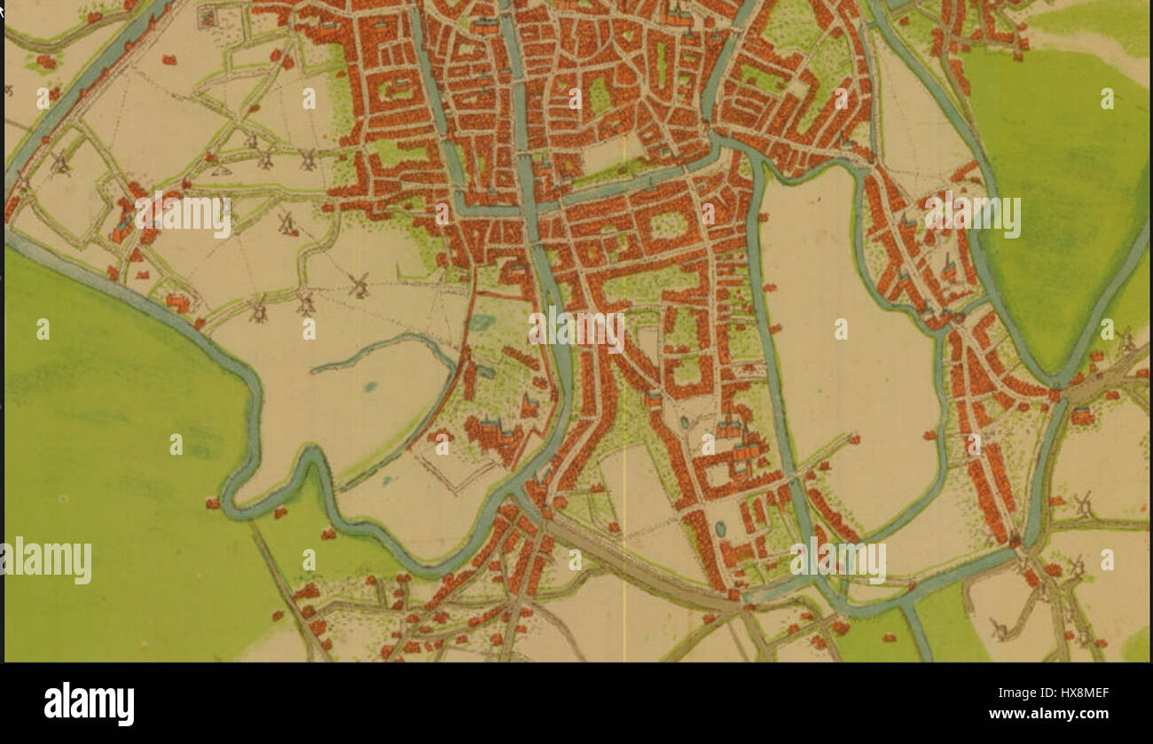 This map of Ghent, created by Jacob van Deventer, is a historical ...