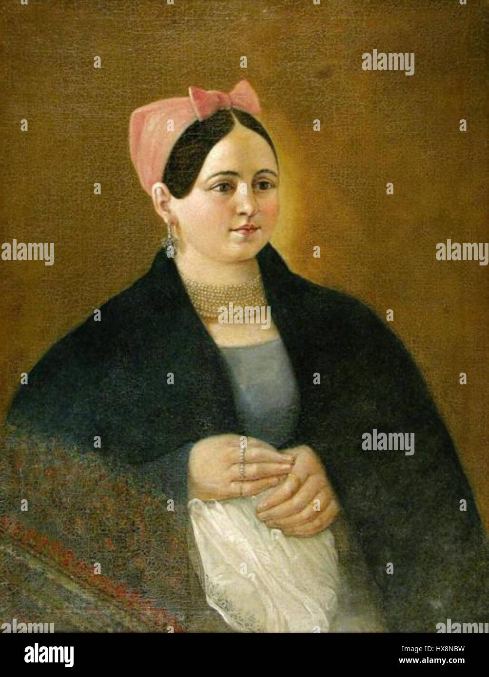 The painting 'Merchant Sytova,' by an anonymous artist from the mid ...