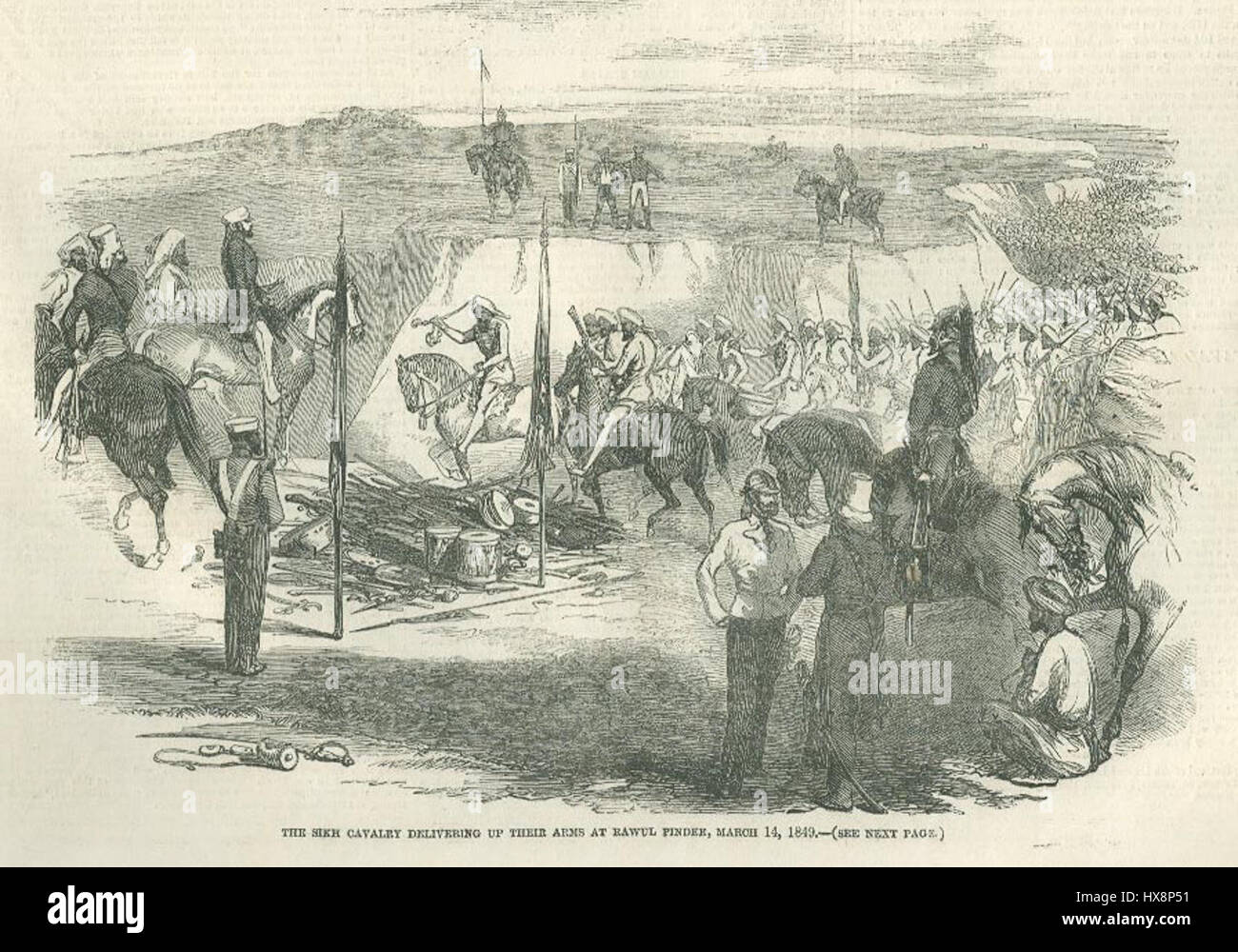 The Sikh cavalry delivering up their arms at Rawul Pindee Stock Photo ...