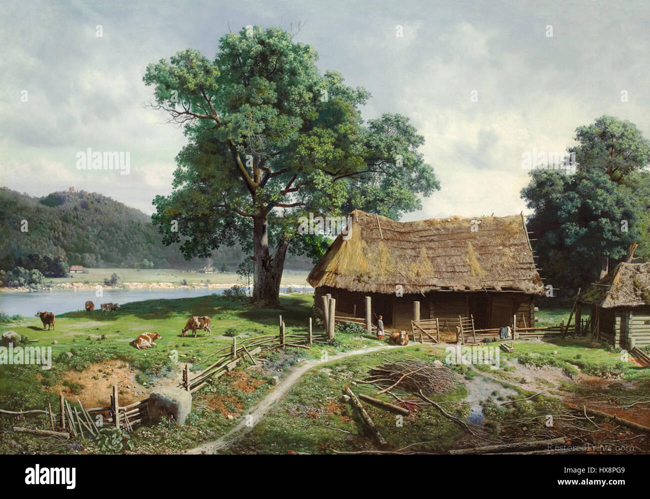 Mikhail Konstantinovich Klodt’s painting 'Riverside Farmstead' from ...