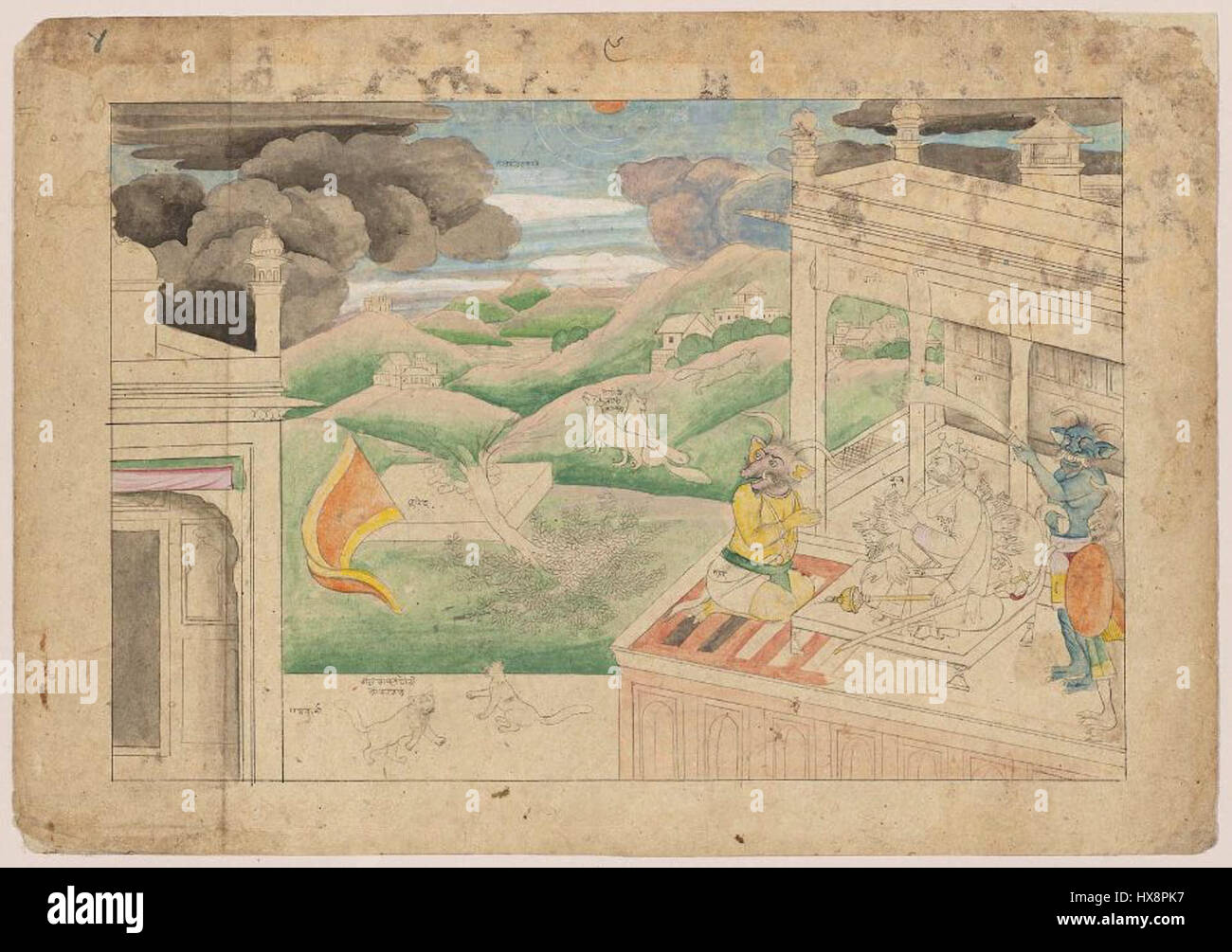 'Vanasur Remarking on Evil Omens' depicts the mythical figure Vanasur, commenting on ominous ...