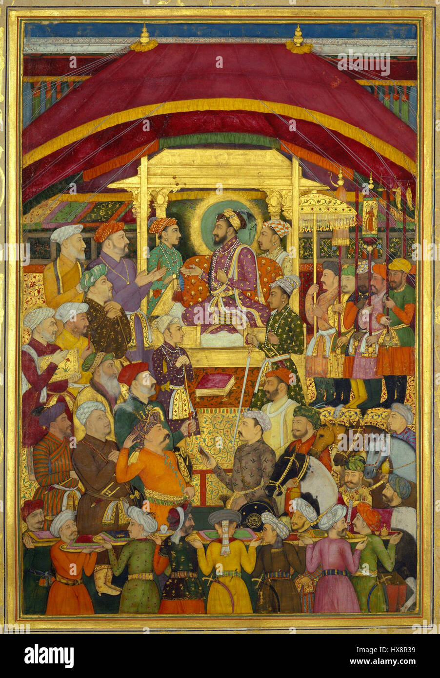 This Mughal painting from the Windsor Padshahnama depicts Shah Jahan ...