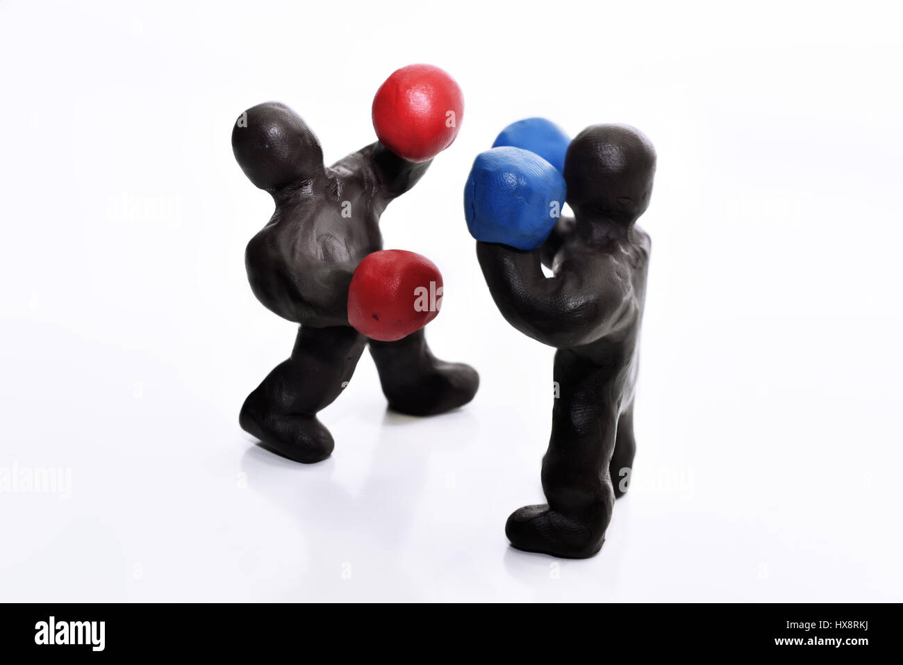 Boxing figures from plasticine. Isolated on white background Stock ...