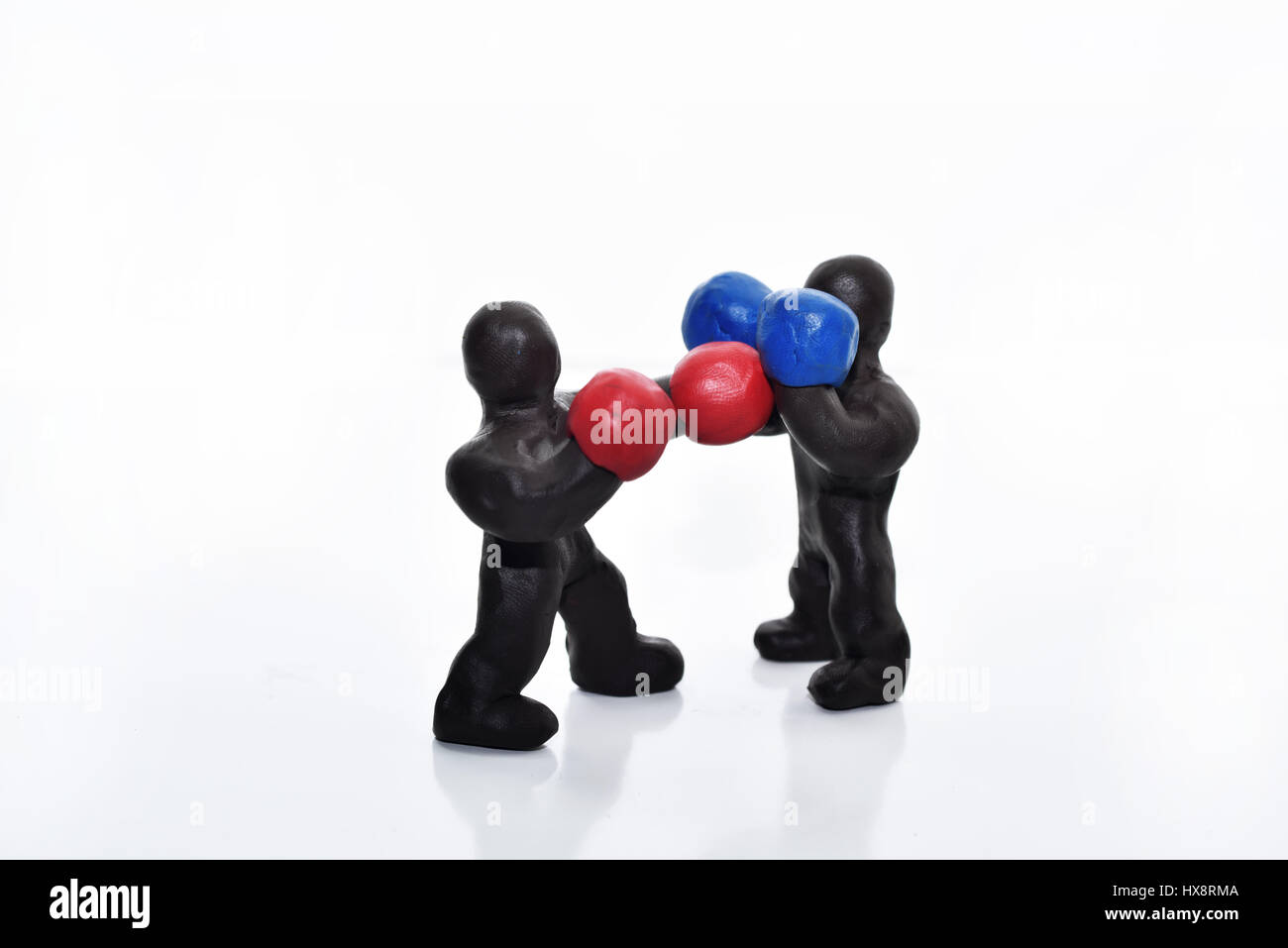 Boxing figures from plasticine. Isolated on white background Stock ...