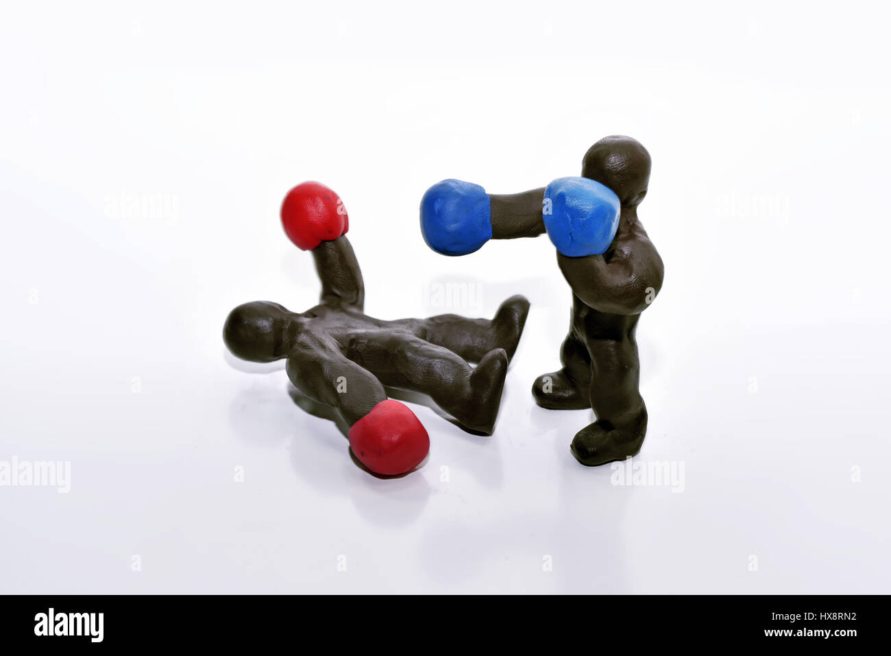 Boxing figures from plasticine. Isolated on white background Stock ...