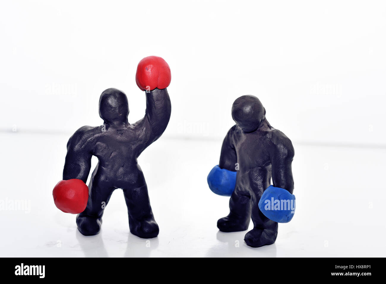 Boxing figures from plasticine. Isolated on white background Stock ...