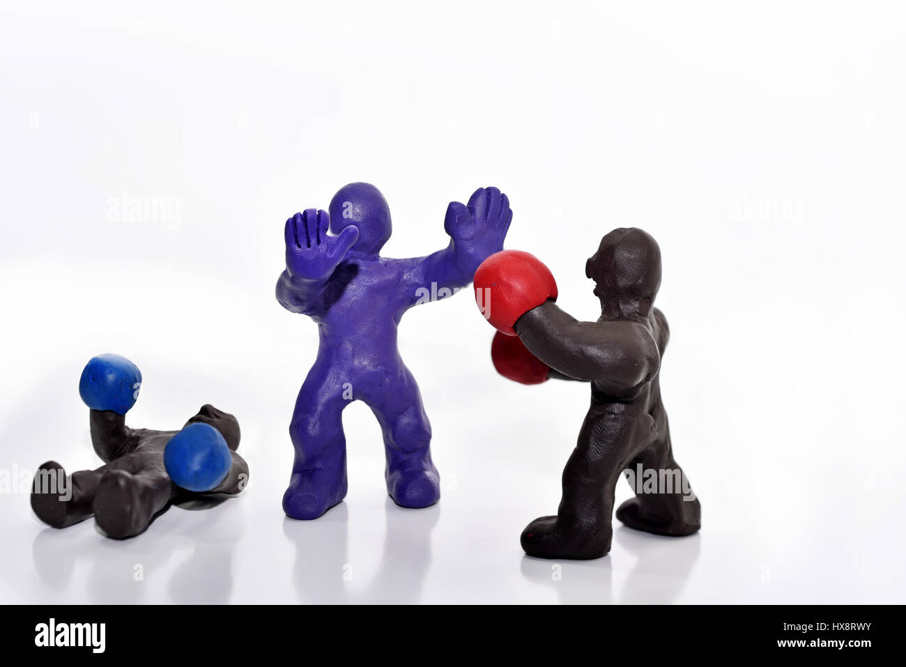 Boxing figures from plasticine. Isolated on white background Stock ...