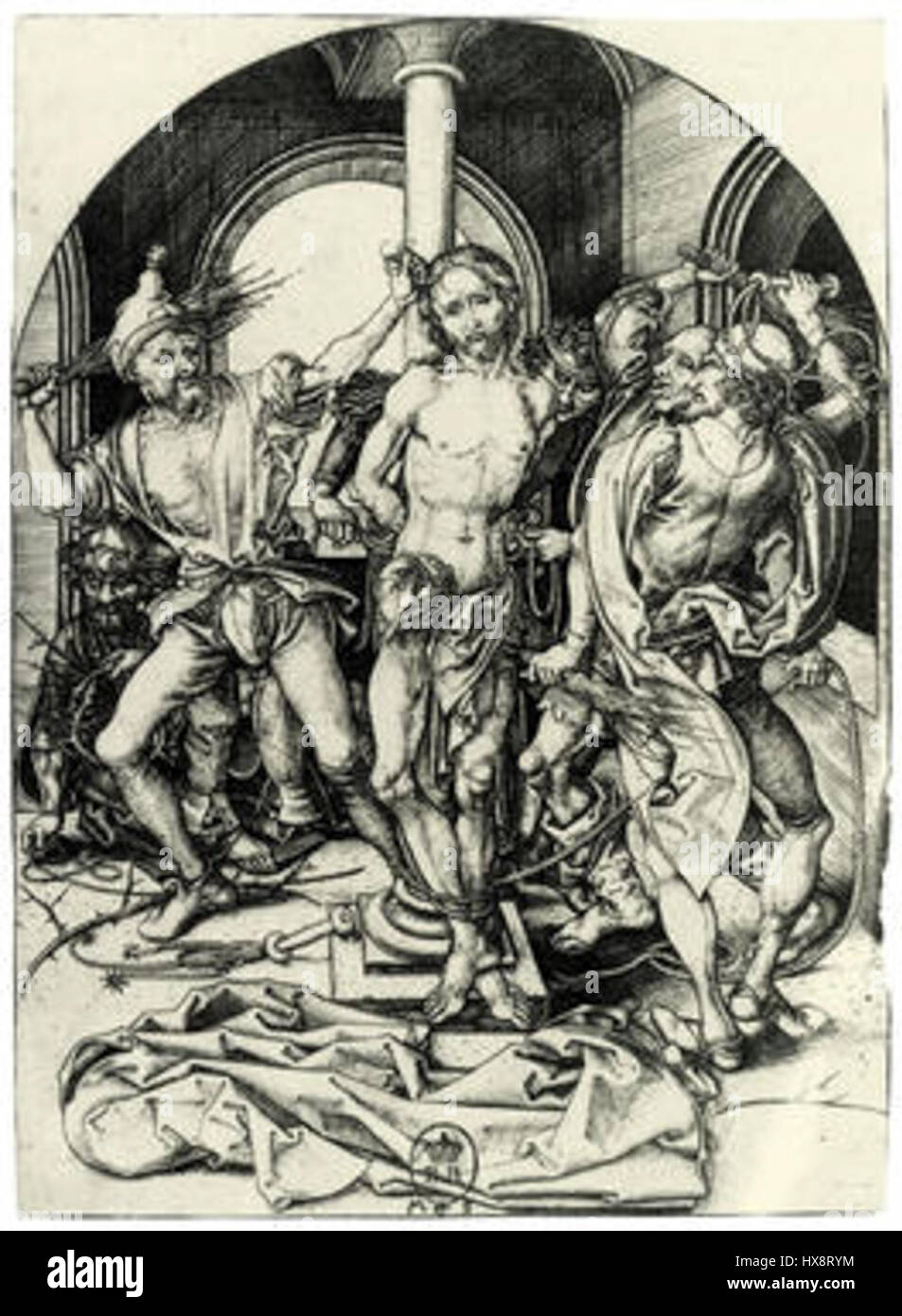 Martin Schongauer's 'Die Geißelung Christi' (The Flagellation of Christ ...
