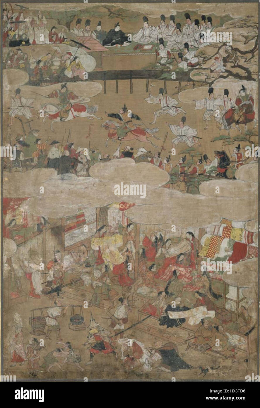 This artwork, in East Asian style, depicts traditional symbols and ...