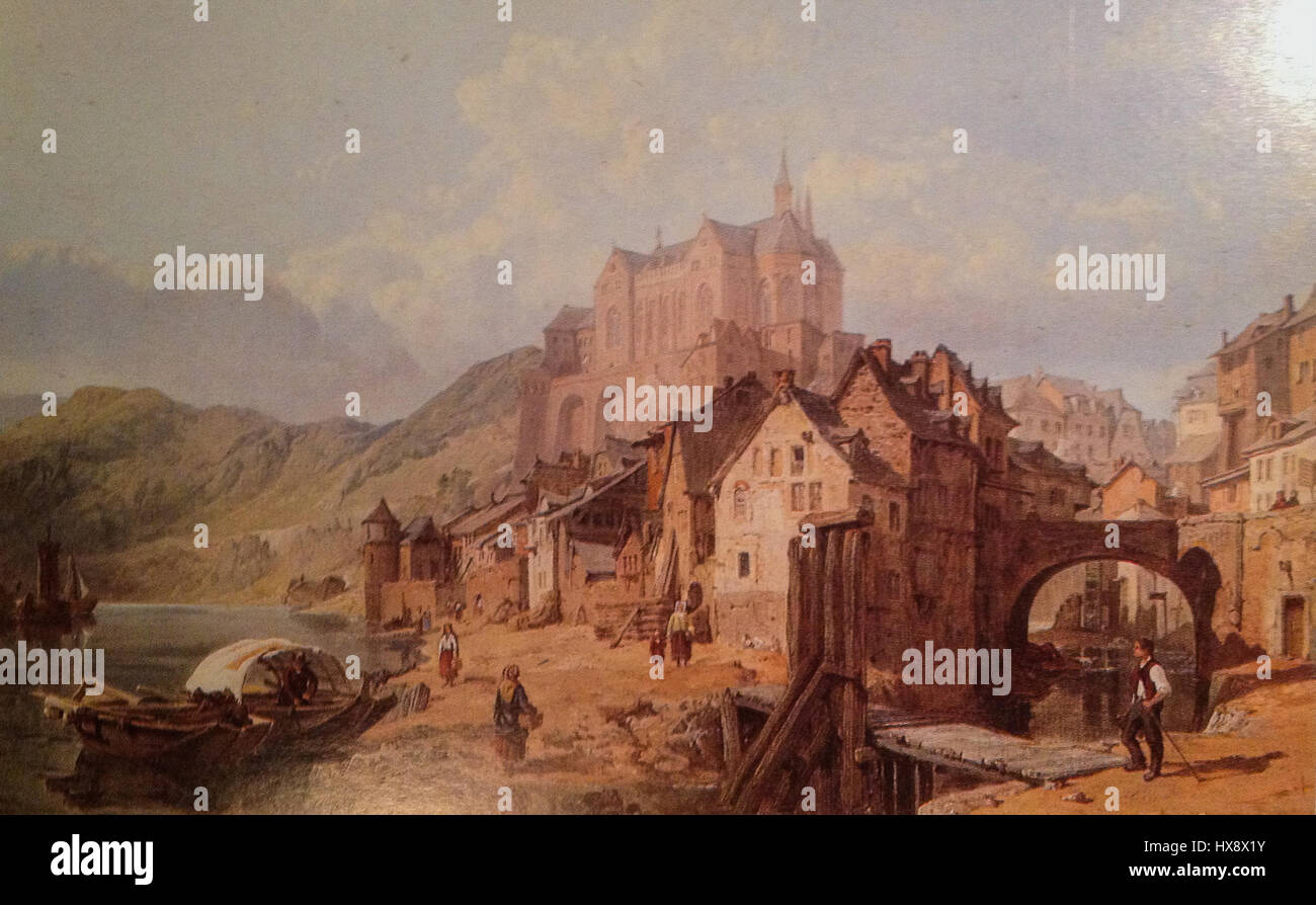 Saarburg, a small town in Germany, is depicted in a 1850 artwork. The ...