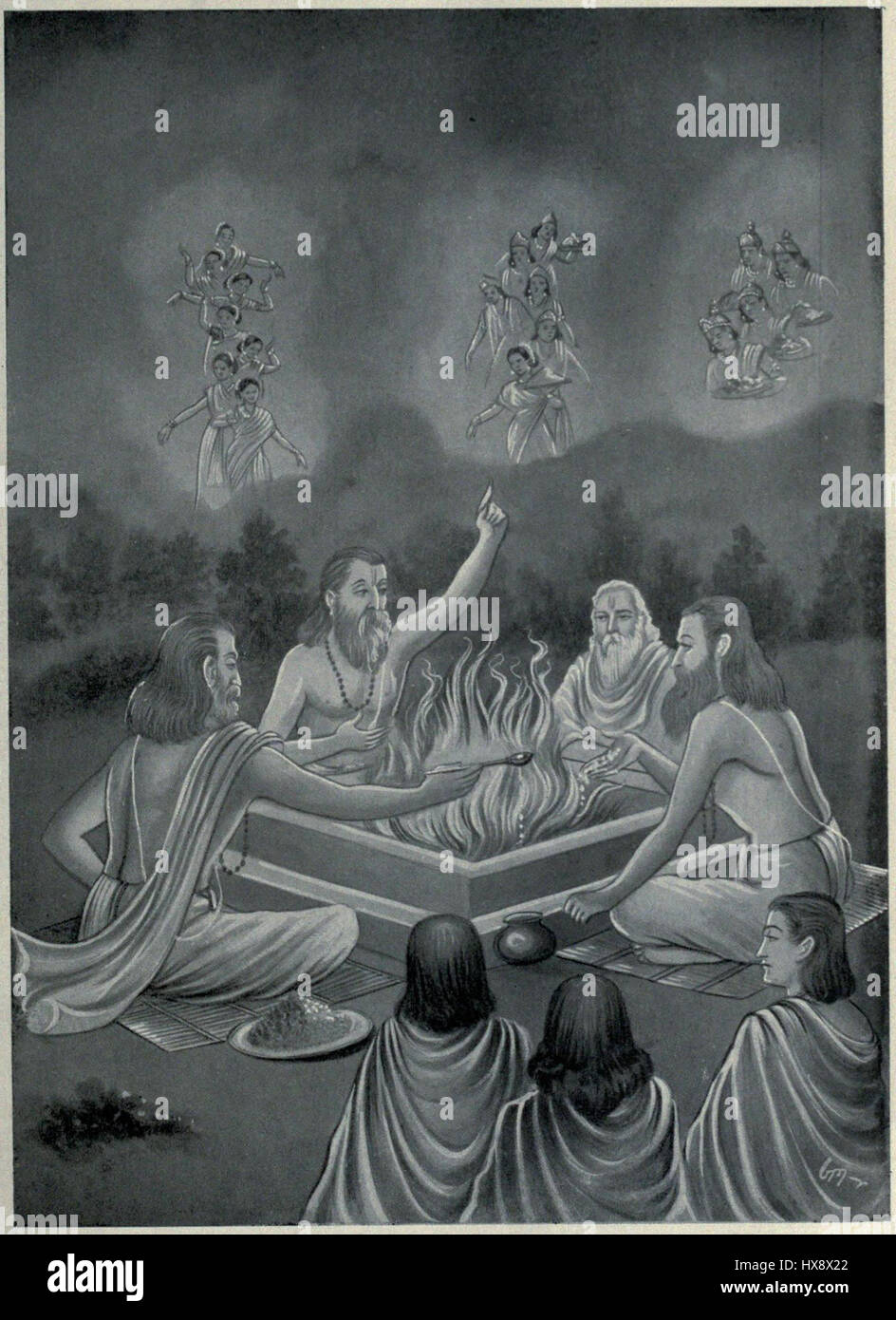 The Vow of Agastya at his Yajna depicts the sage Agastya performing a ...