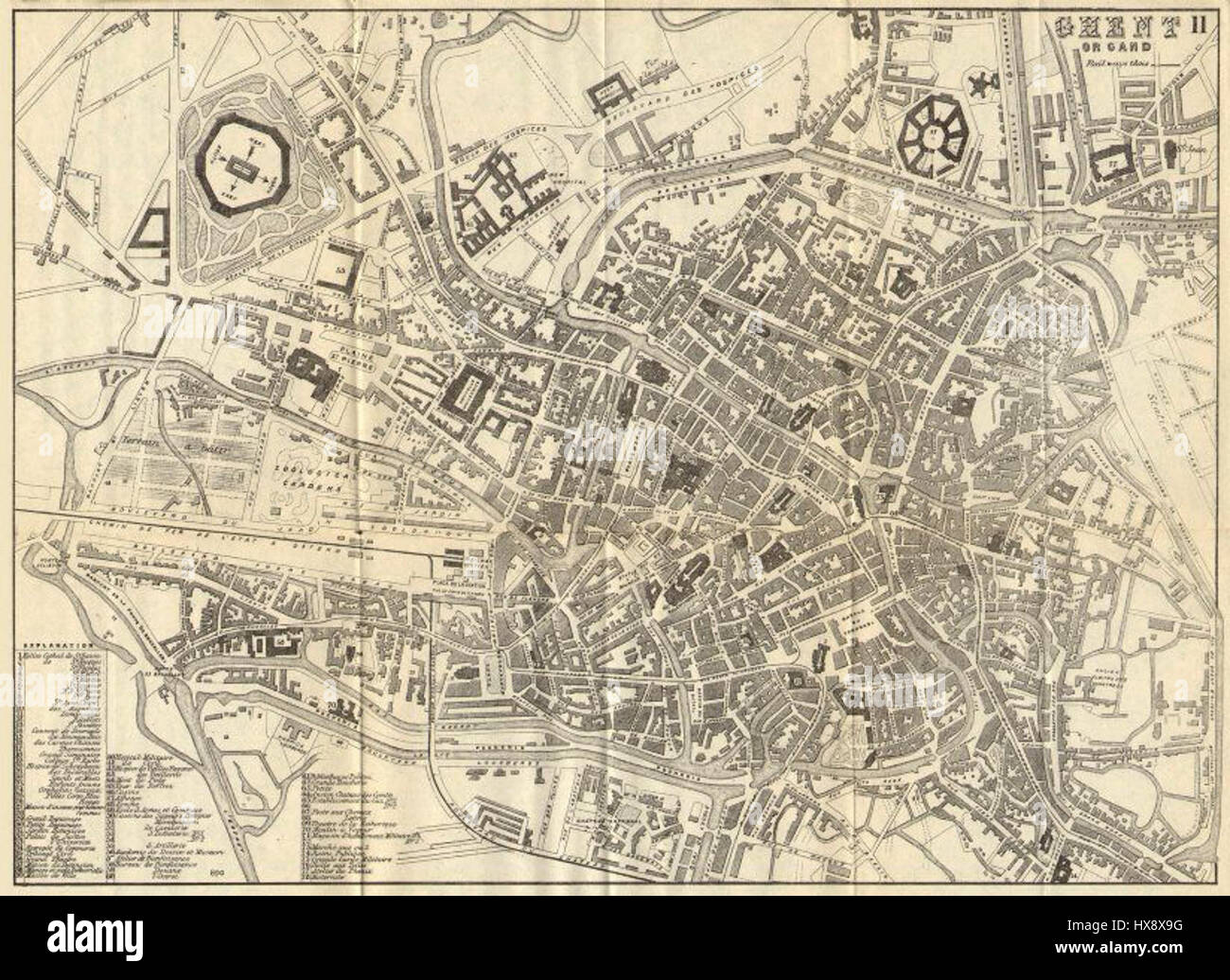 Map of Ghent by Bradshaw, 1890 Stock Photo - Alamy