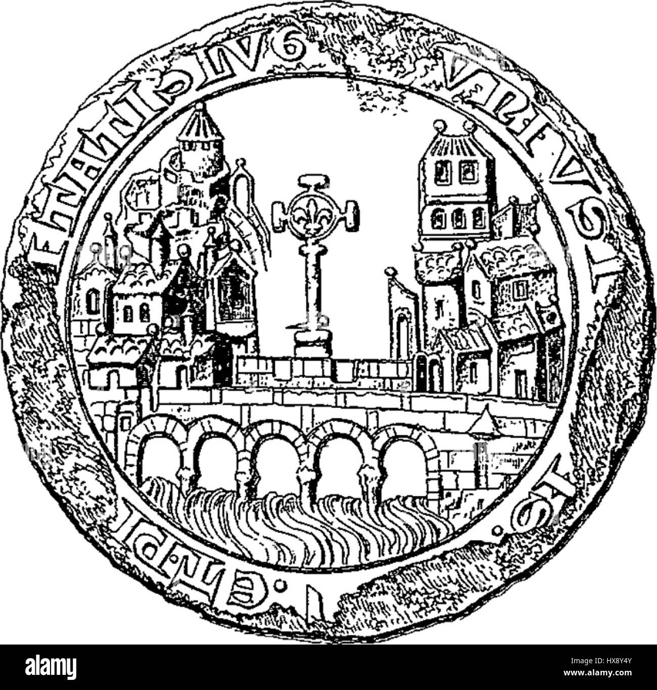 The seal of Lyon from the year 1271, featuring the city's emblematic ...