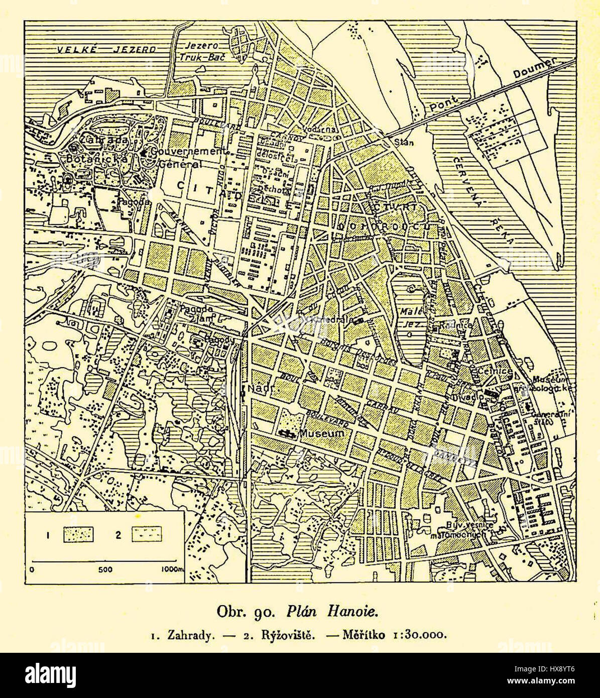 Plan Hanoie is a historical map detailing the layout of Hanoi, Vietnam ...
