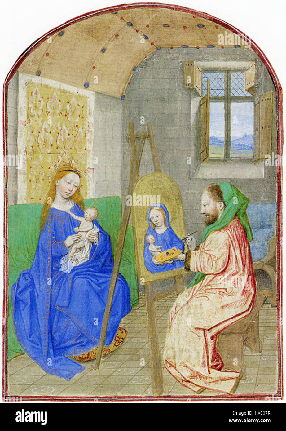 Simon Marmion's 'St. Luke Painting the Virgin' presents a devotional ...