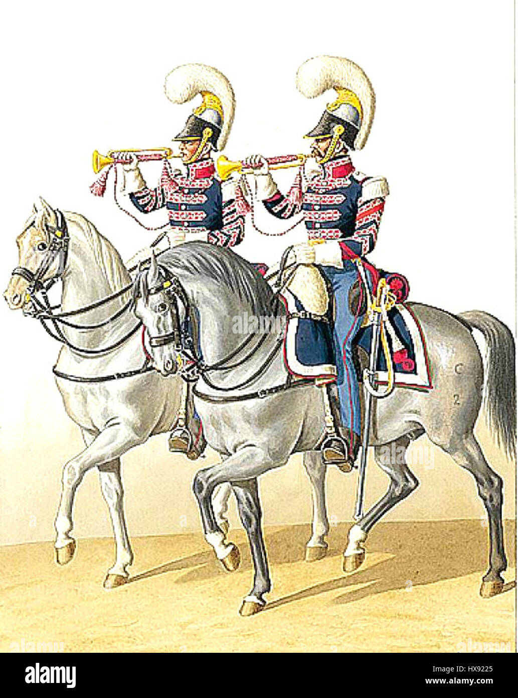 This painting depicts cuirassier trumpeters during the Restoration ...