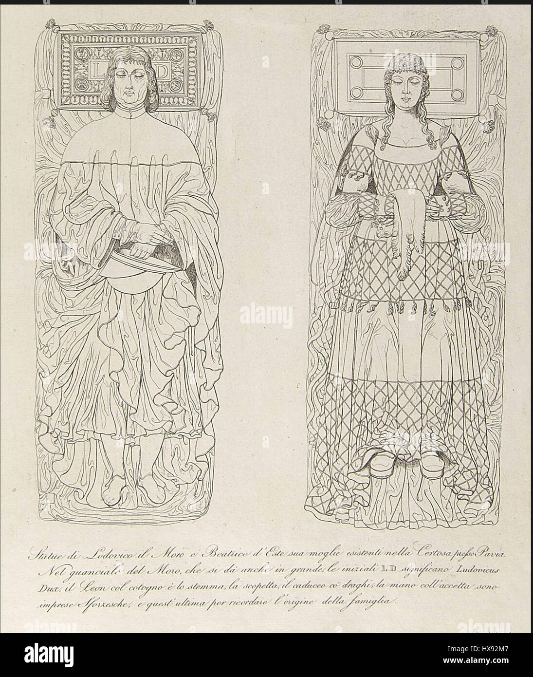 This historical image depicts Ludovico il Moro, Duke of Milan, and his ...
