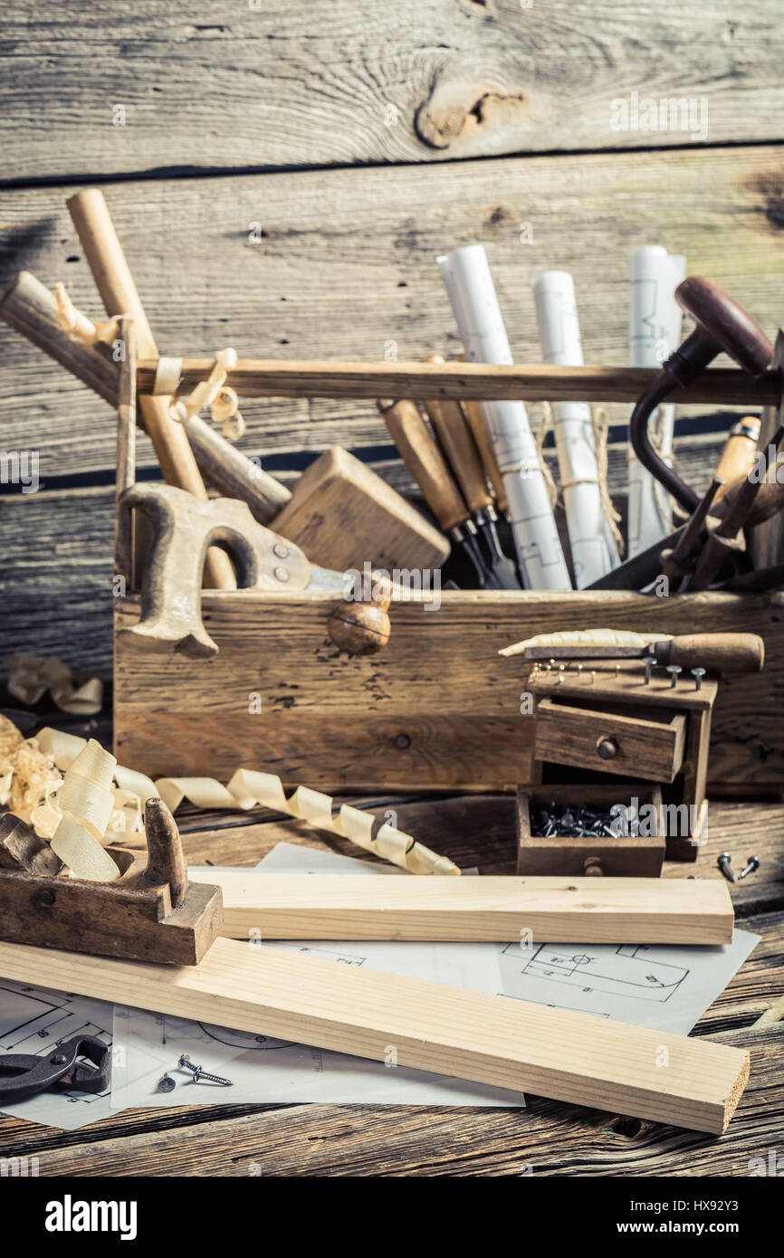 Antique carpentry workbench on hi-res stock photography and images - Alamy