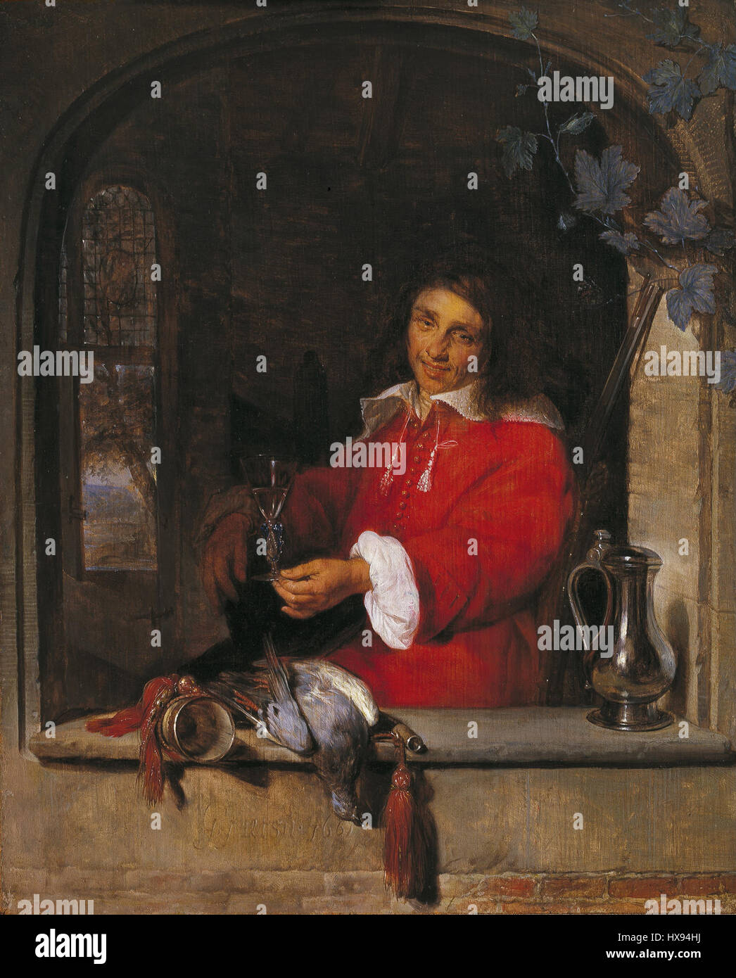 'The Huntsman' by Gabriël Metsu is a 17th-century Dutch genre painting ...