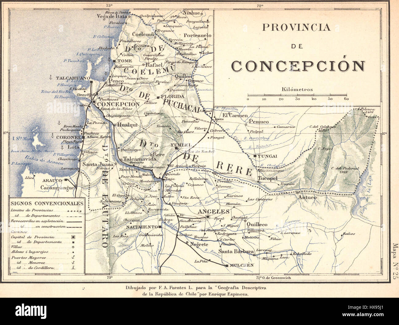 The 'Provincia de Concepción' map from 1895 illustrates the ...