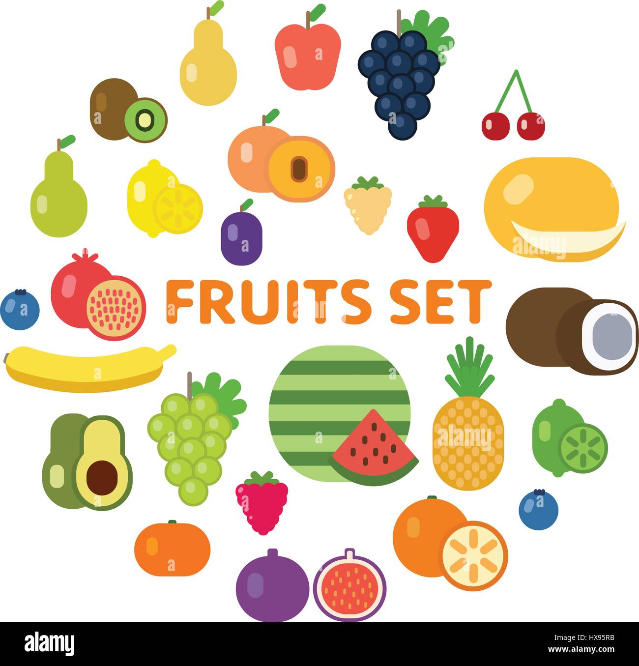 Fruits and berries icon set Stock Vector Image & Art - Alamy