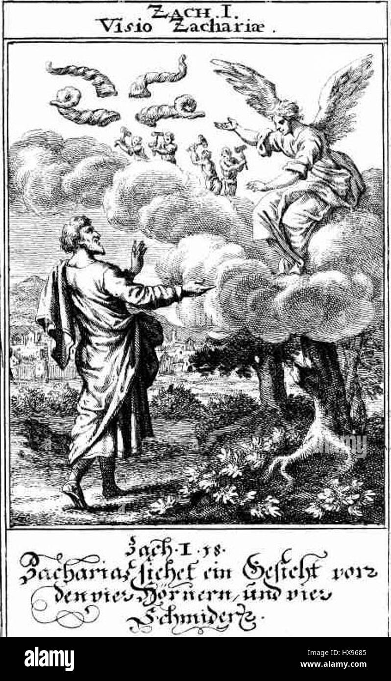 This work by Weigel depicts a scene featuring four horns and craftsmen ...