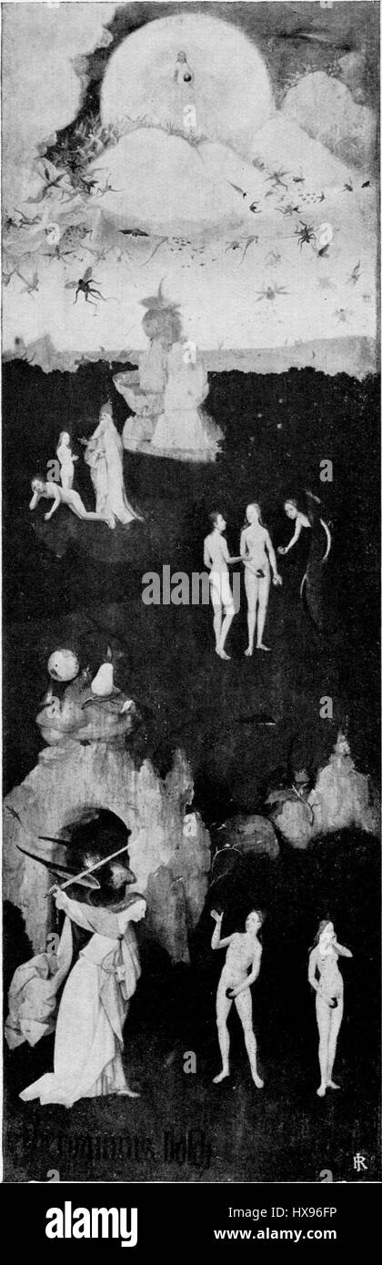 The Haywain Triptych, Escorial, inner left wing (Vermeylen 1939 Stock Photo - Alamy