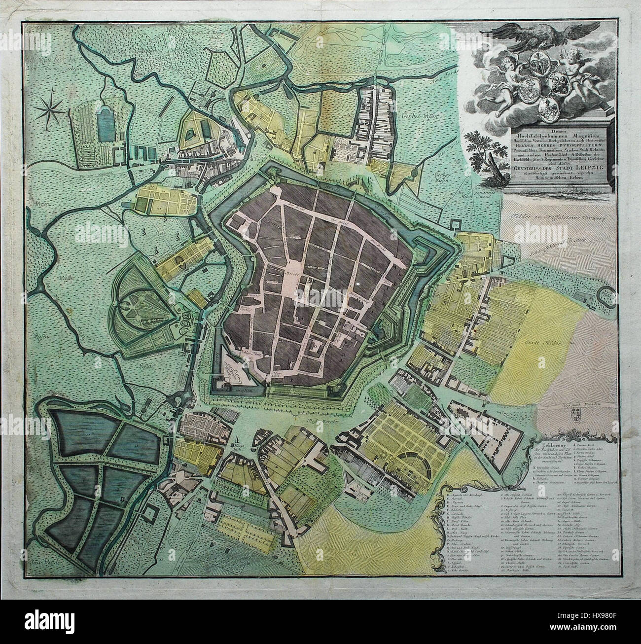 Stadtplan Leipzig 1749 Stock Photo - Alamy