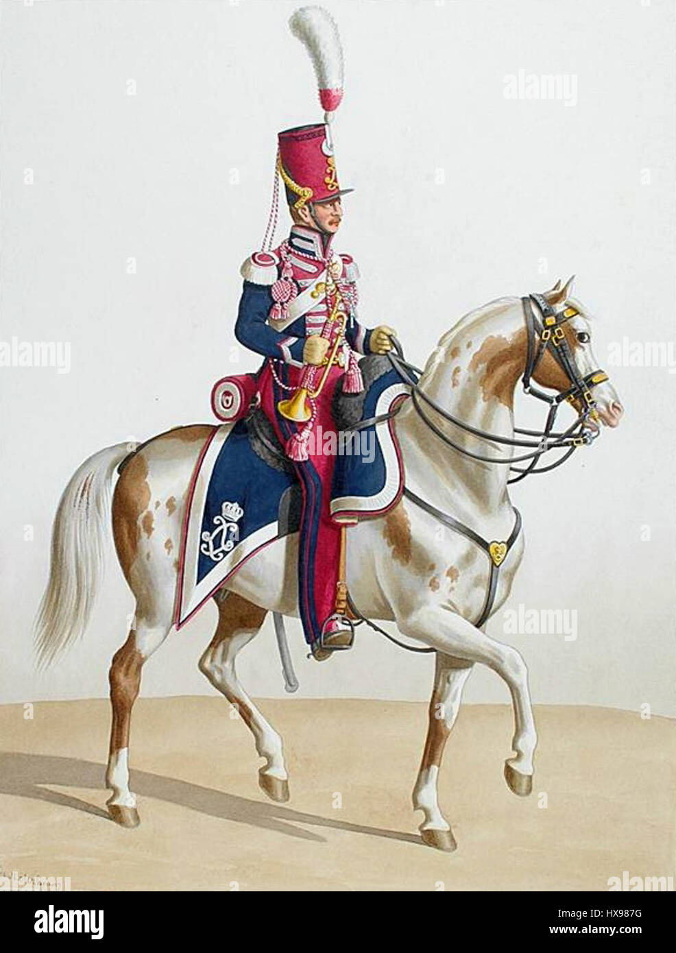 This work depicts the French elite cavalry unit, the Chasseurs de la ...